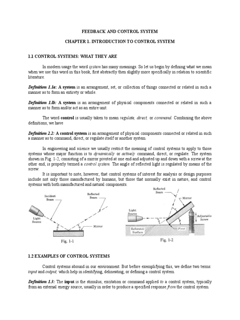 Feedback and Control System Chapter 1. Introduction To Control System | PDF | Control System ...