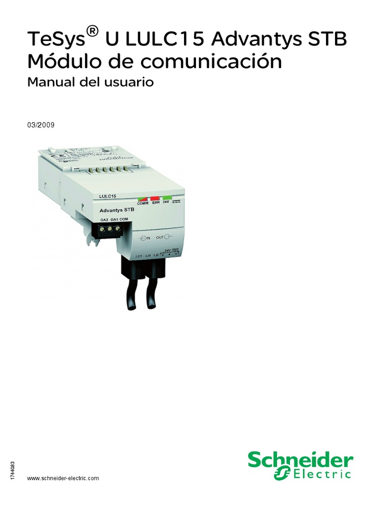 Tesys U Lulc15 Advantys STB Módulo de Comunicación: Manual Del Usuario ...