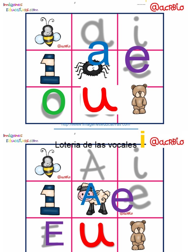 Lotería Bingo de Las Vocales PDF | PDF | Artes del Lenguaje y ...
