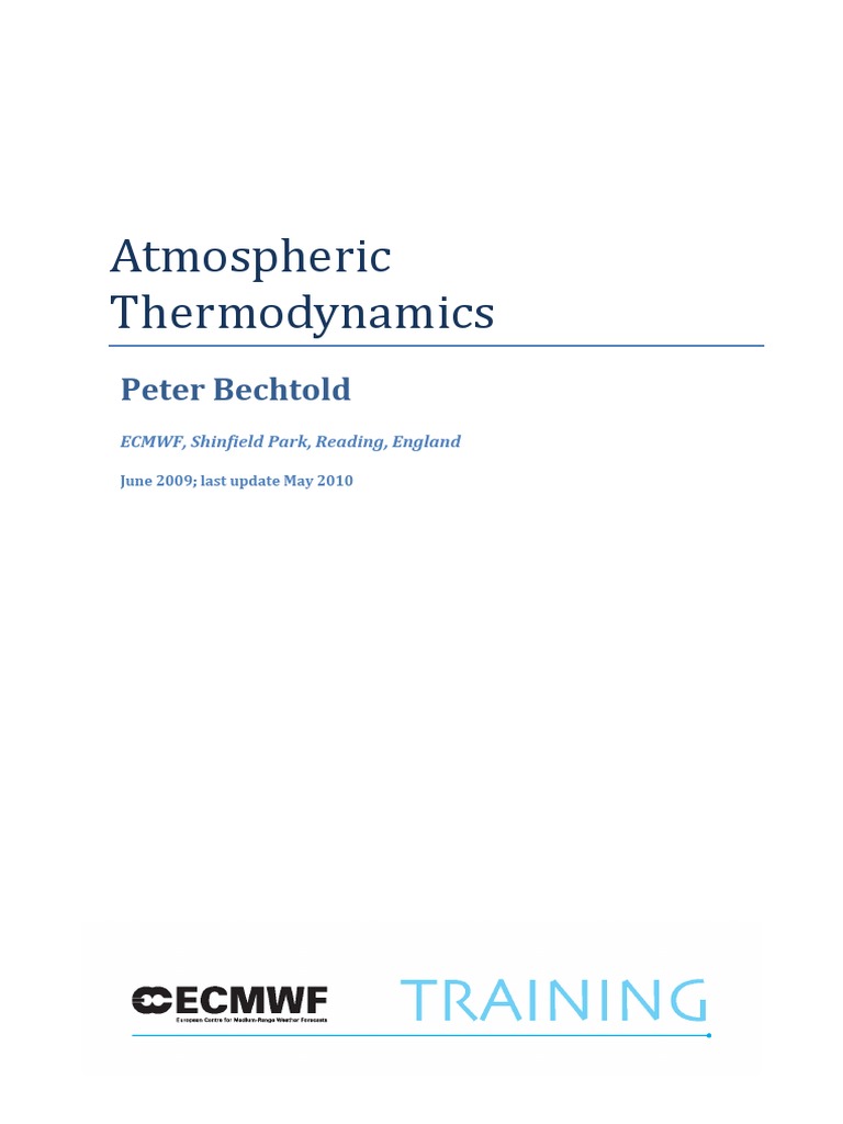 Atmospheric Thermodynamics: Peter Bechtold | PDF | Humidity | Enthalpy
