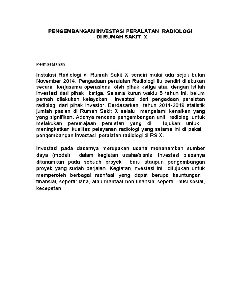 SKB Alat Radiologi HTA PTR Klas 31 MARS Urindo | PDF