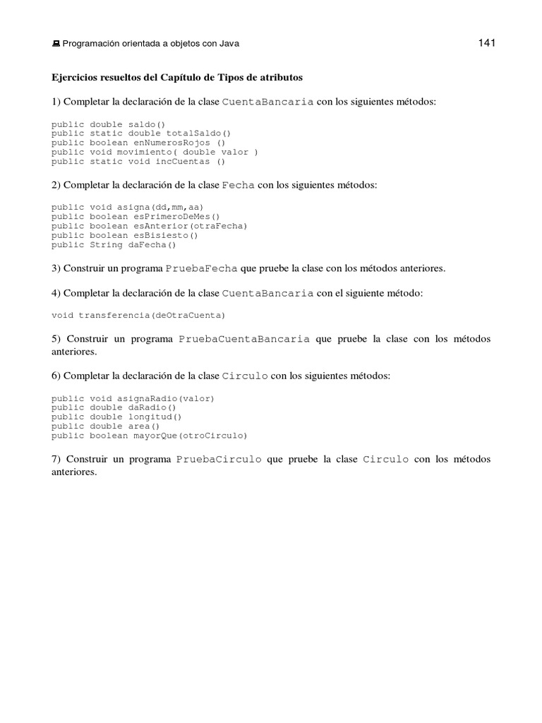 Ejercicios Resueltos Del Capítulo de Tipos de Atributos | PDF | Java (lenguaje de programación ...