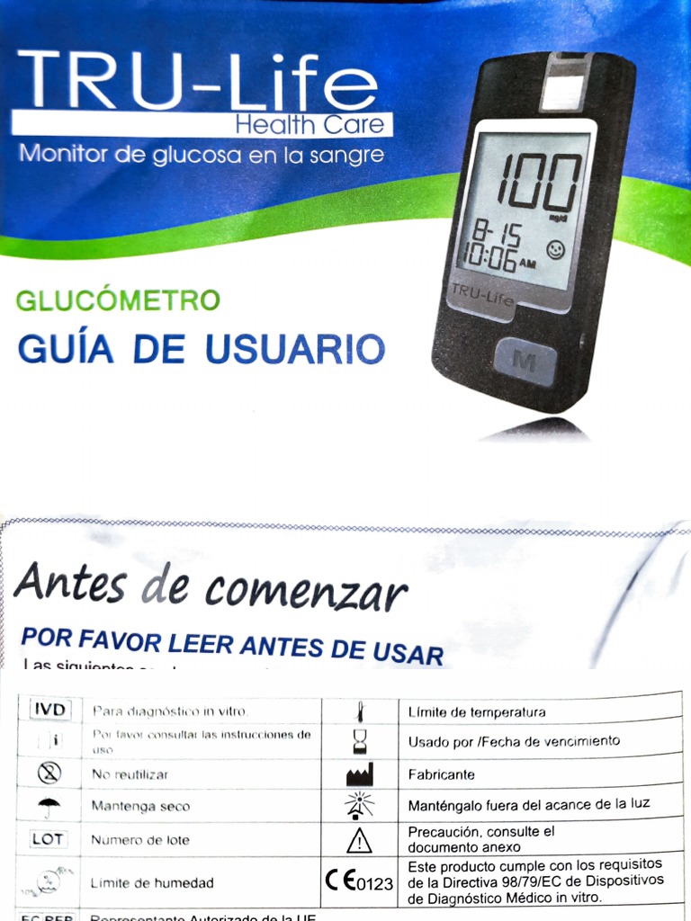 Glucometro True-Life | PDF | Medicina CLINICA | Productos quimicos