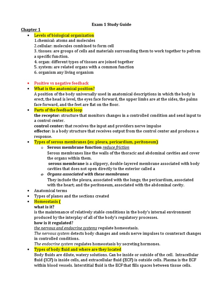 BIOL-121 Exam 1 Study Guide | PDF | Human Body | Cell (Biology)