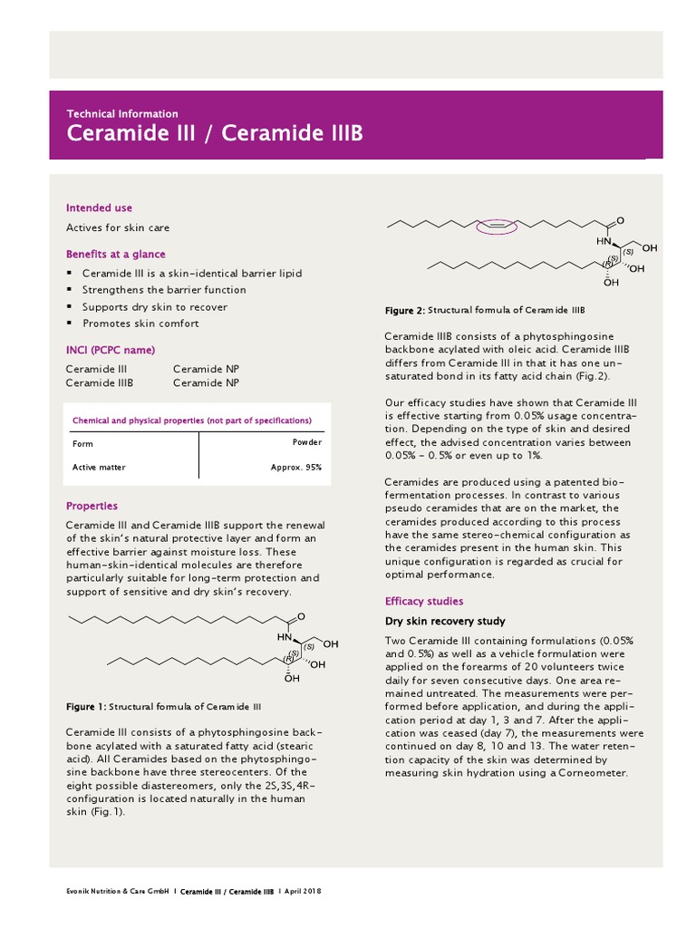Ceramide Iii - Iiib - DS - F0118 | PDF | Chemical Substances | Chemical ...