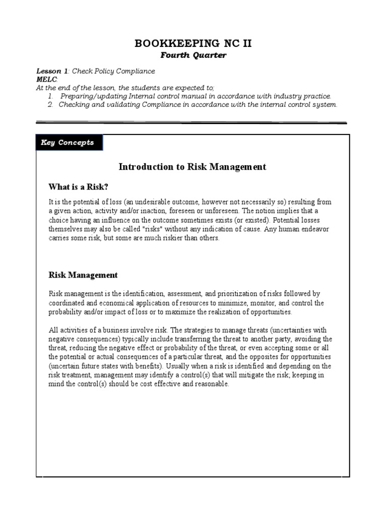 Worksheet 1 Check Policy Compliance | PDF | Internal Control | Risk ...