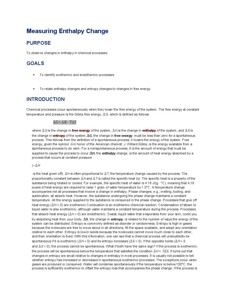 Measuring Enthalpy Change Lab Report, PASCUAL, Patryce Kyla | PDF ...