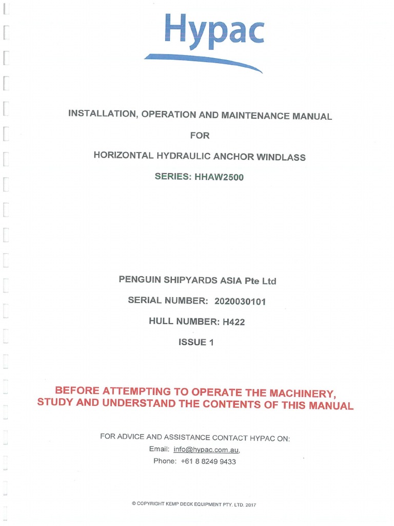 D. 1 Hypac - Anchor Windlass (Installation, Operation, Maintenance ...