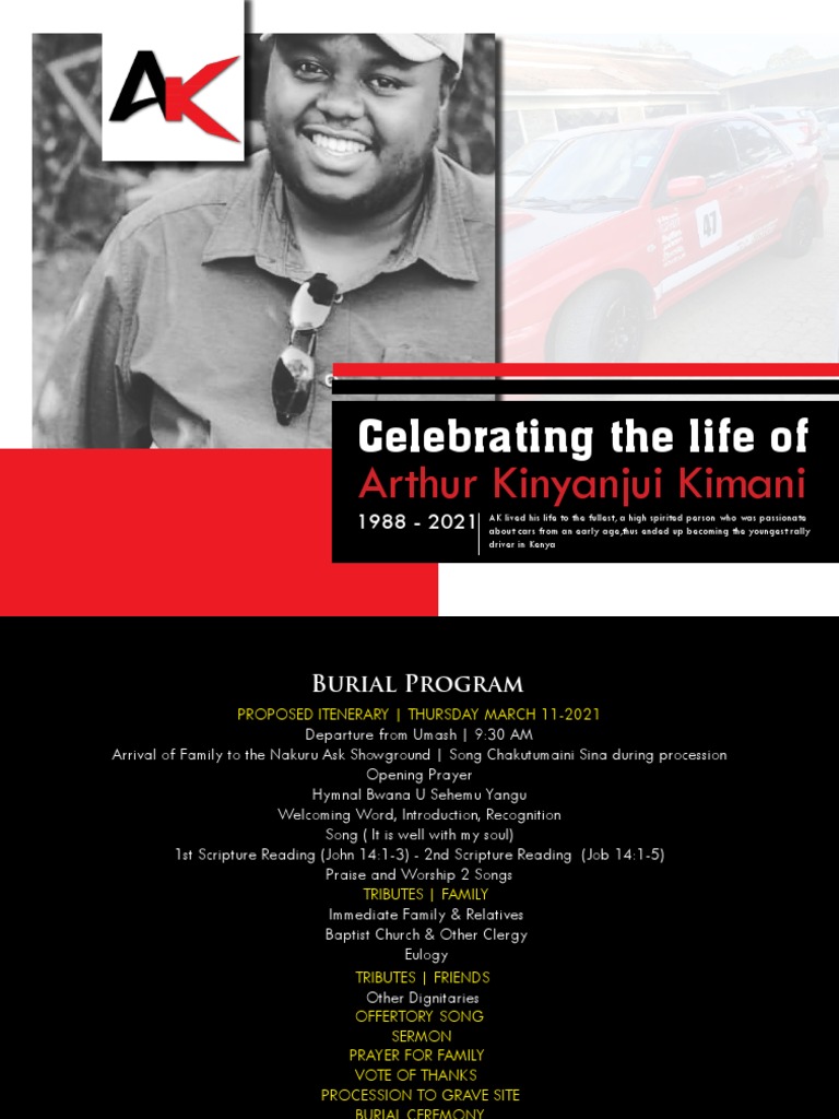 Celebrating The Life Of: Arthur Kinyanjui Kimani | PDF