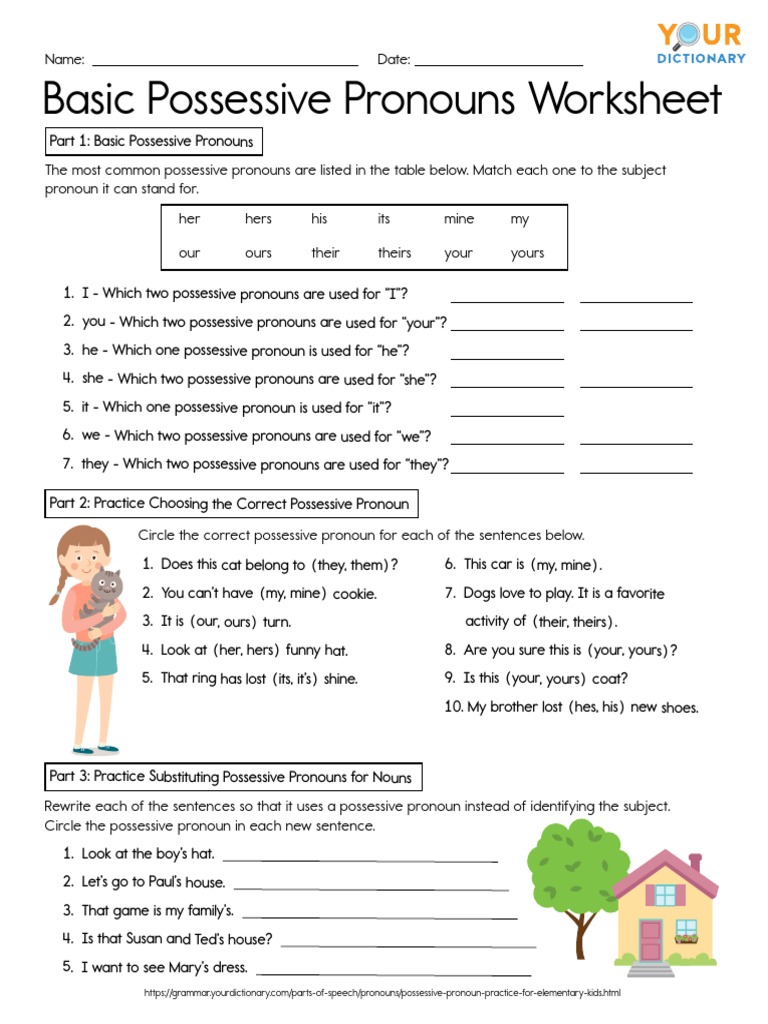 Basic Possessive Pronouns Worksheet | PDF | Pronoun | Subject (Grammar)