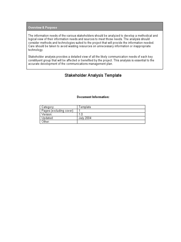 Stakeholder Analysis Template Guide | PDF | Stakeholder (Corporate ...