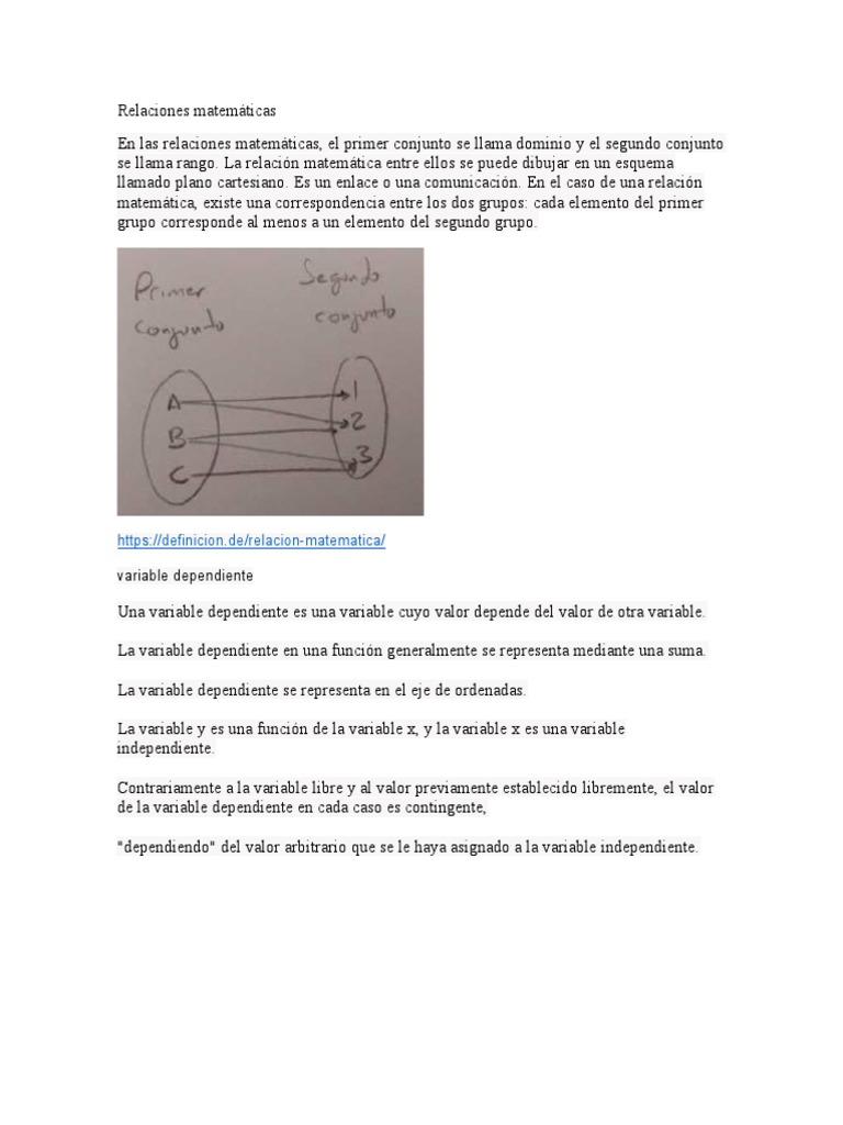 Relaciones Matemáticas | PDF | Variable (Matemáticas) | Función ...