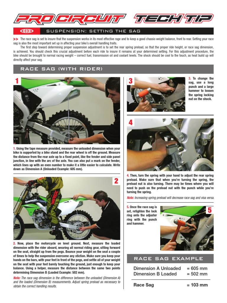 Race Sag (With Rider) : Suspension: Setting The Sag | PDF | Vehicle ...