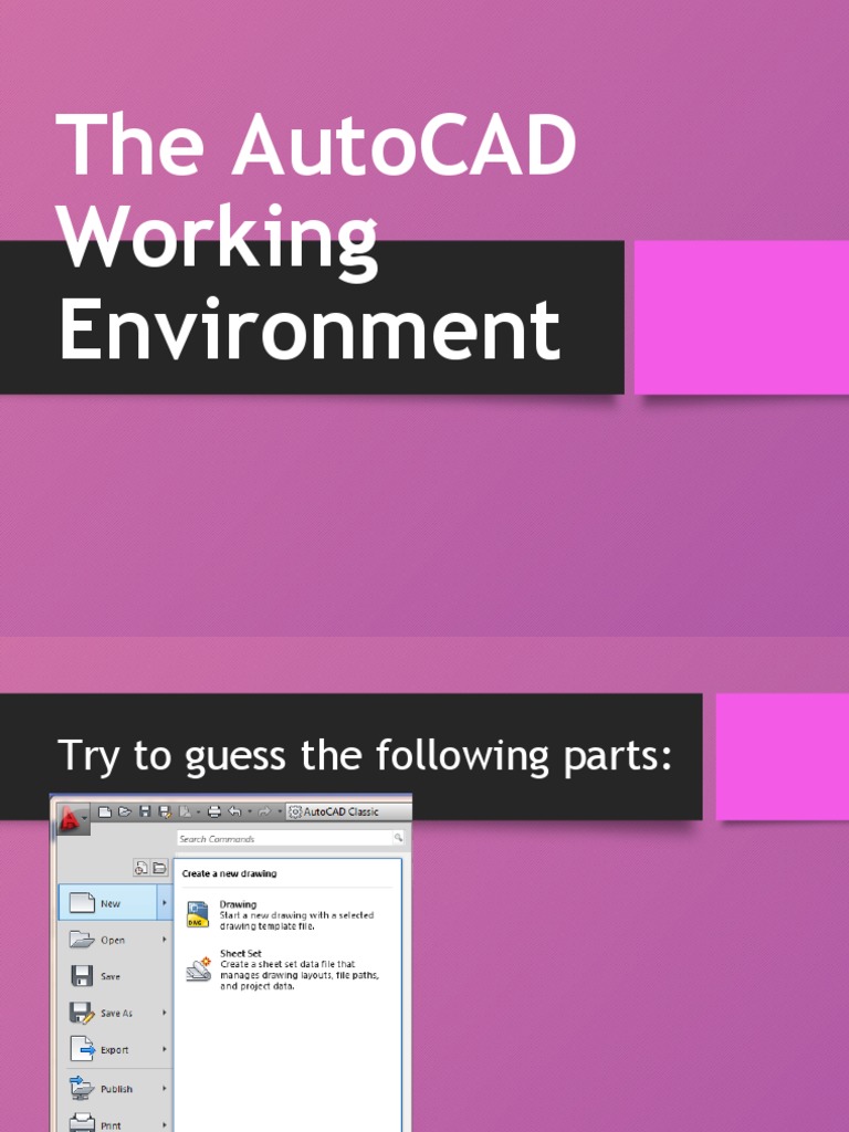 The AutoCAD Working Environment | PDF | Window (Computing) | Graphical User Interfaces