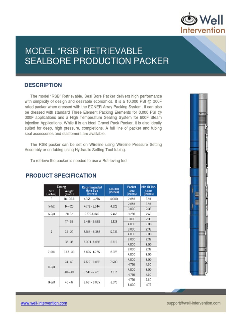 Model "RSB" Retrievable Sealbore Production Packer: Description | PDF | Technology & Engineering
