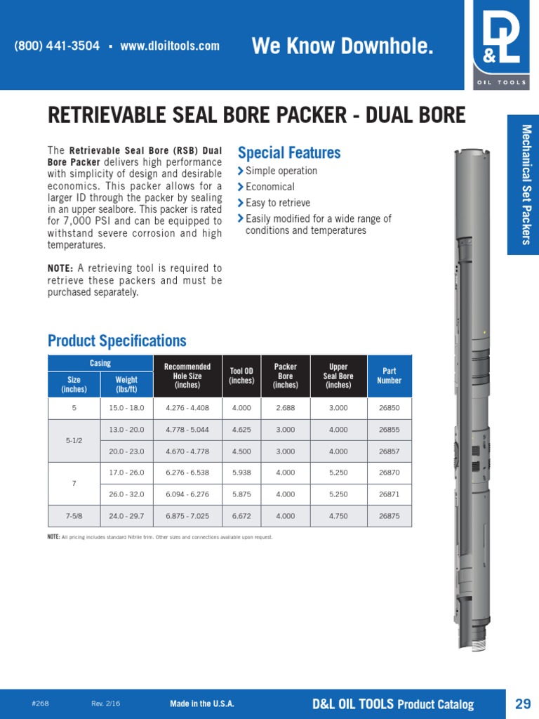 Retrievable Seal Bore Packer Dual Bore 46834050 | PDF | Manufactured ...