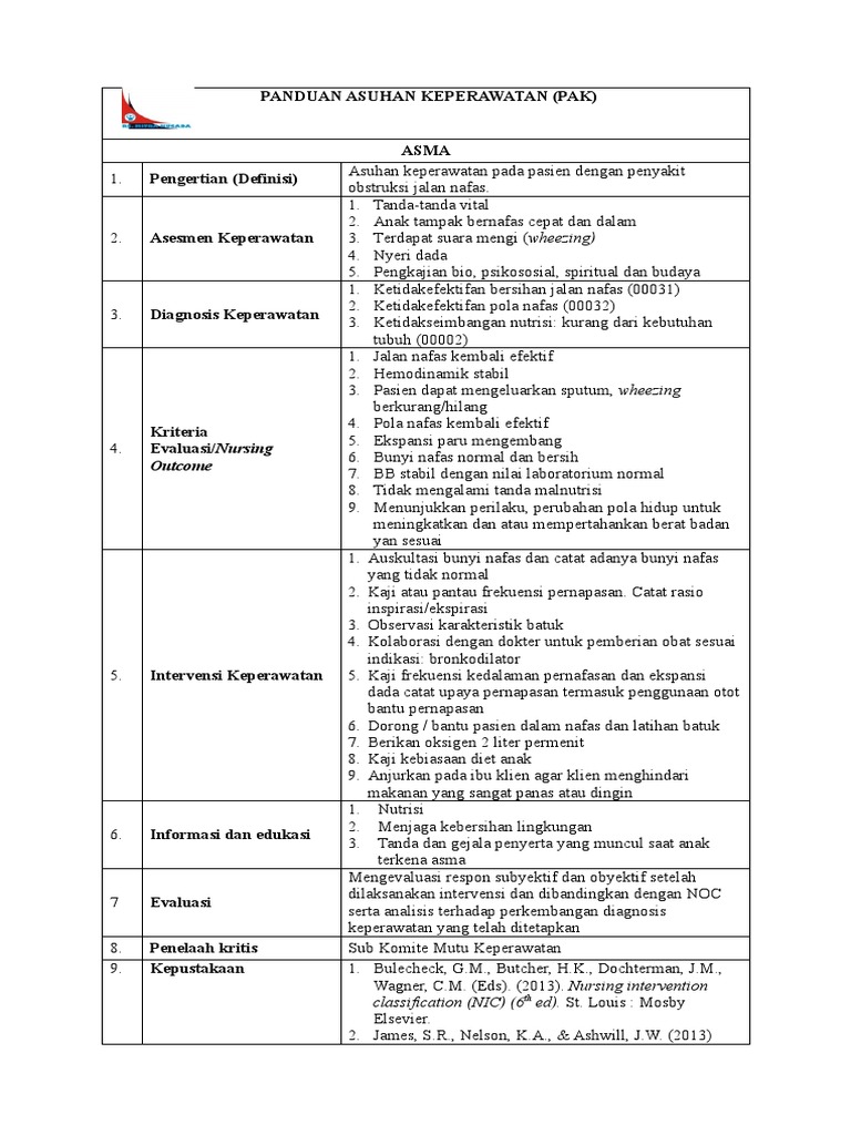 Panduan Asuhan Keperawatan Asma | PDF | Pengembangan Diri | Kesehatan Holistik