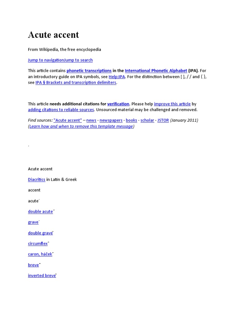 Acute Accent - Edited | PDF | Stress (Linguistics) | Western Calligraphy