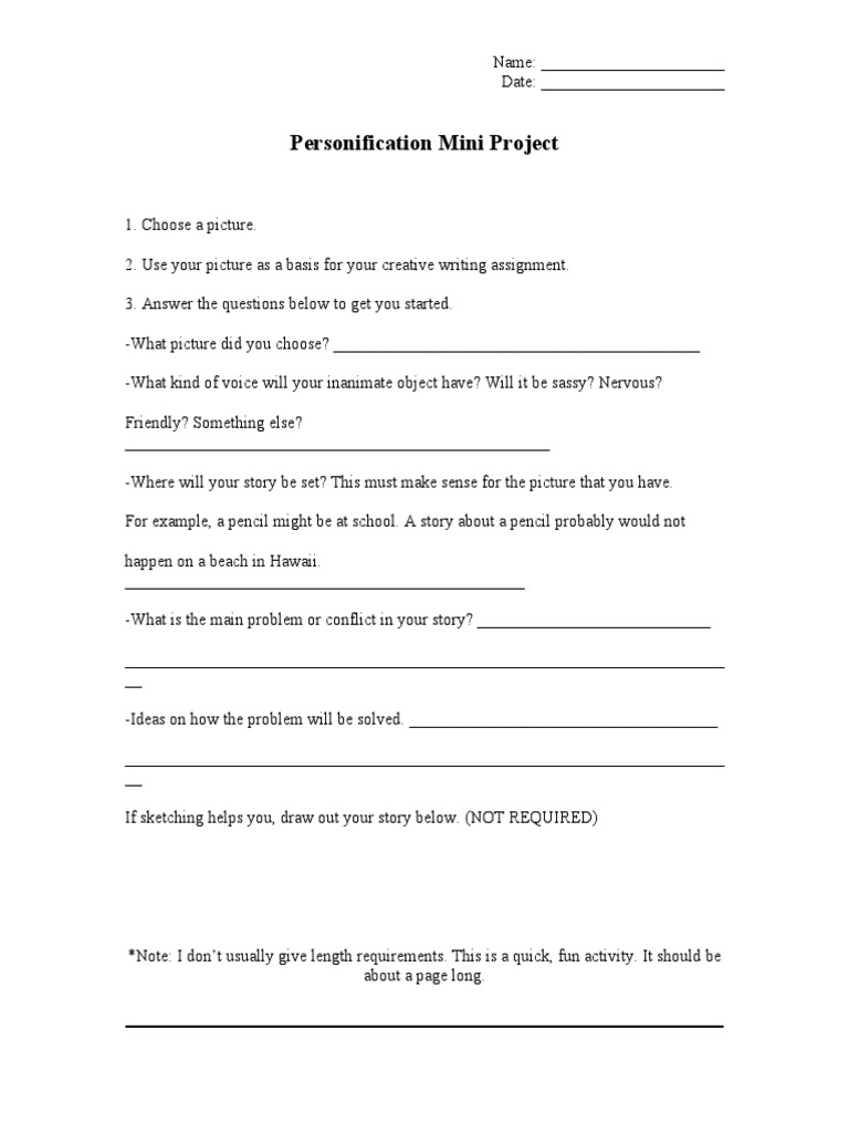 Personification Mini Project | PDF | Games & Activities | Social Science
