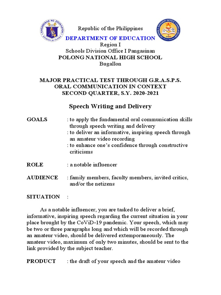 Oral Communication Speech Test | PDF | Career & Growth