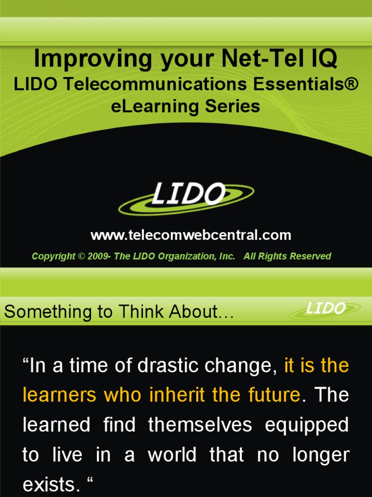 Improving Your Net-Tel Iq: Lido Telecommunications Essentials ...