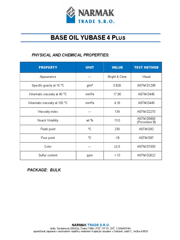 Base Oil YUBASE 4 Plus | PDF