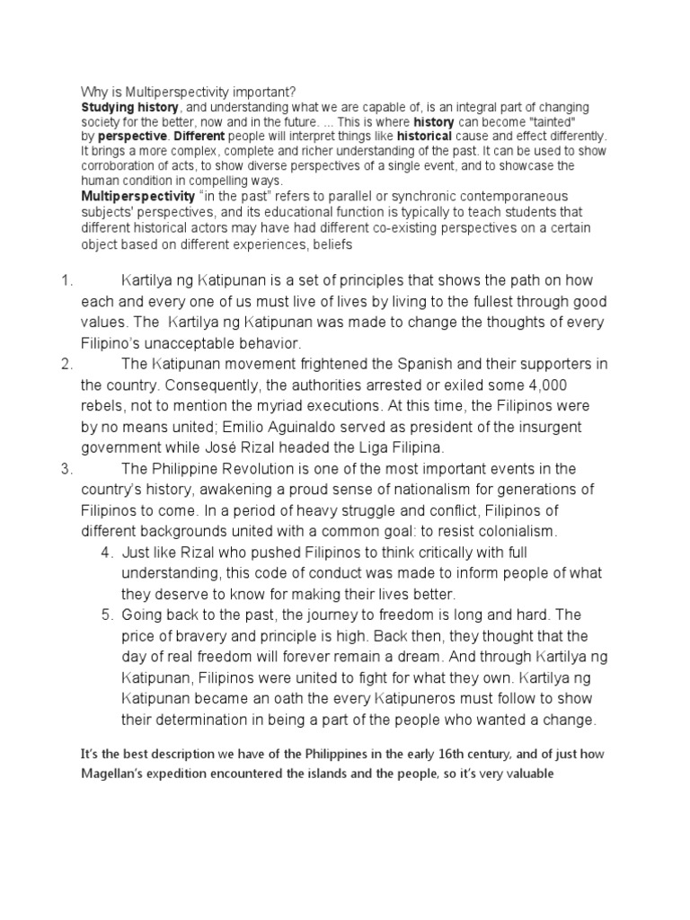 Importance of Multiperspectivity in History | PDF | Philippines