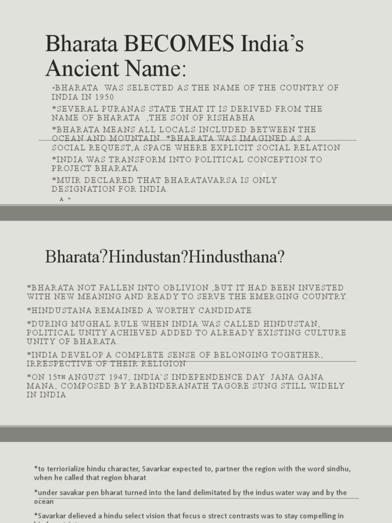 Bharata BECOMES India's Ancient Name | PDF