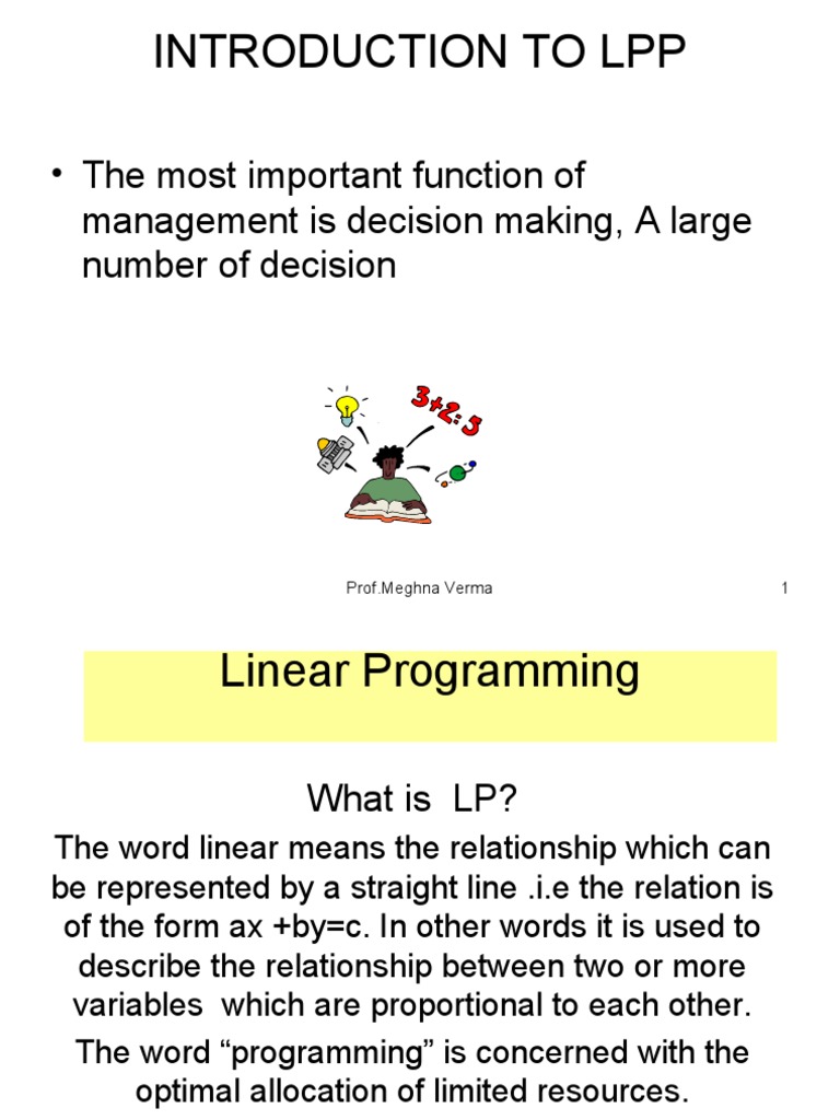 Introduction To LPP: - The Most Important Function of Management Is ...