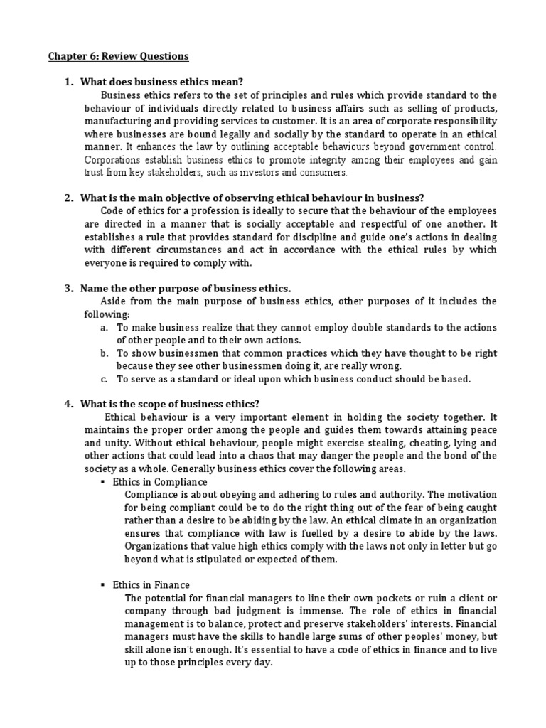 Chapter 6 (Review Questions) | PDF | Business Ethics | Human Resource ...
