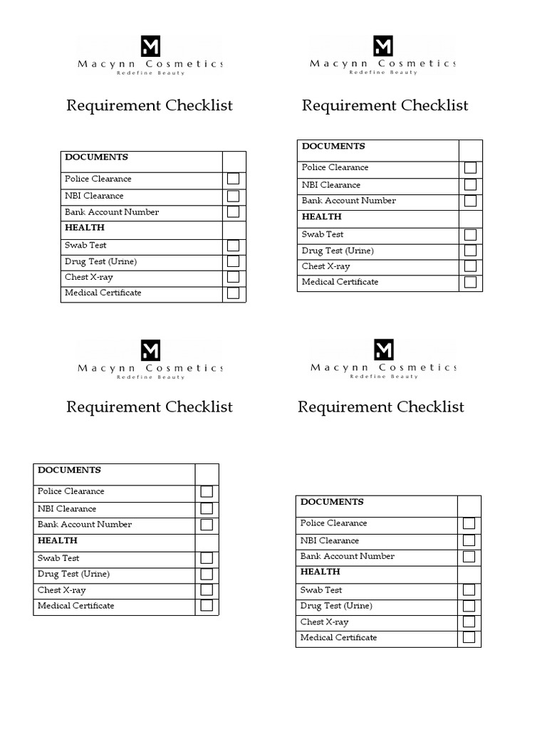Requirement Checklist Requirement Checklist: Documents Documents | PDF ...
