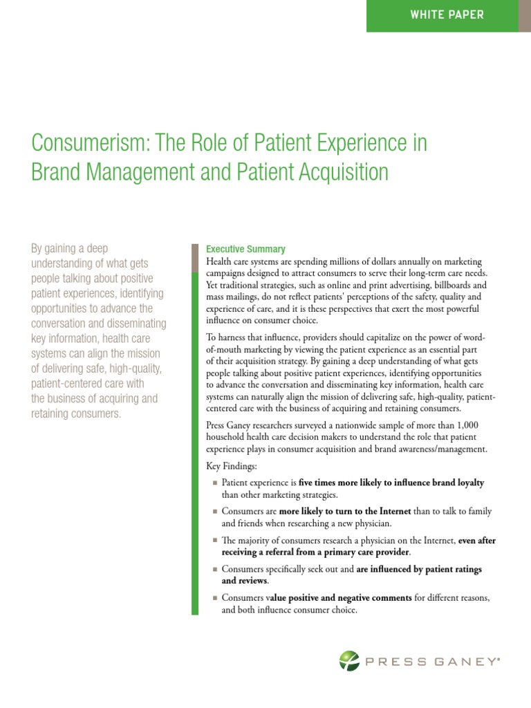 Consumerism The Role of Patient Experience | PDF | Brand | Social Media