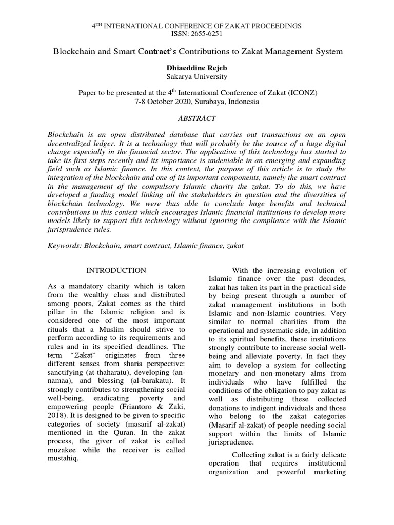Blockchain And Smart Contracts Contributions To Zakat Management System Pdf Cryptocurrency