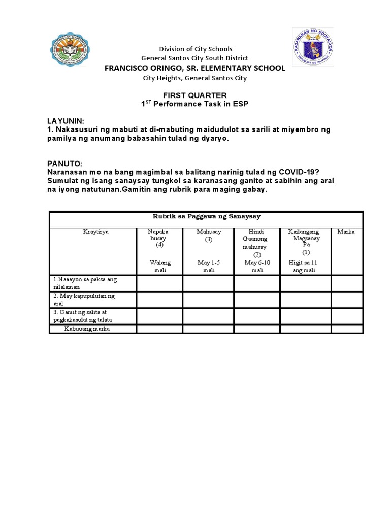 Performance Task Esp | PDF