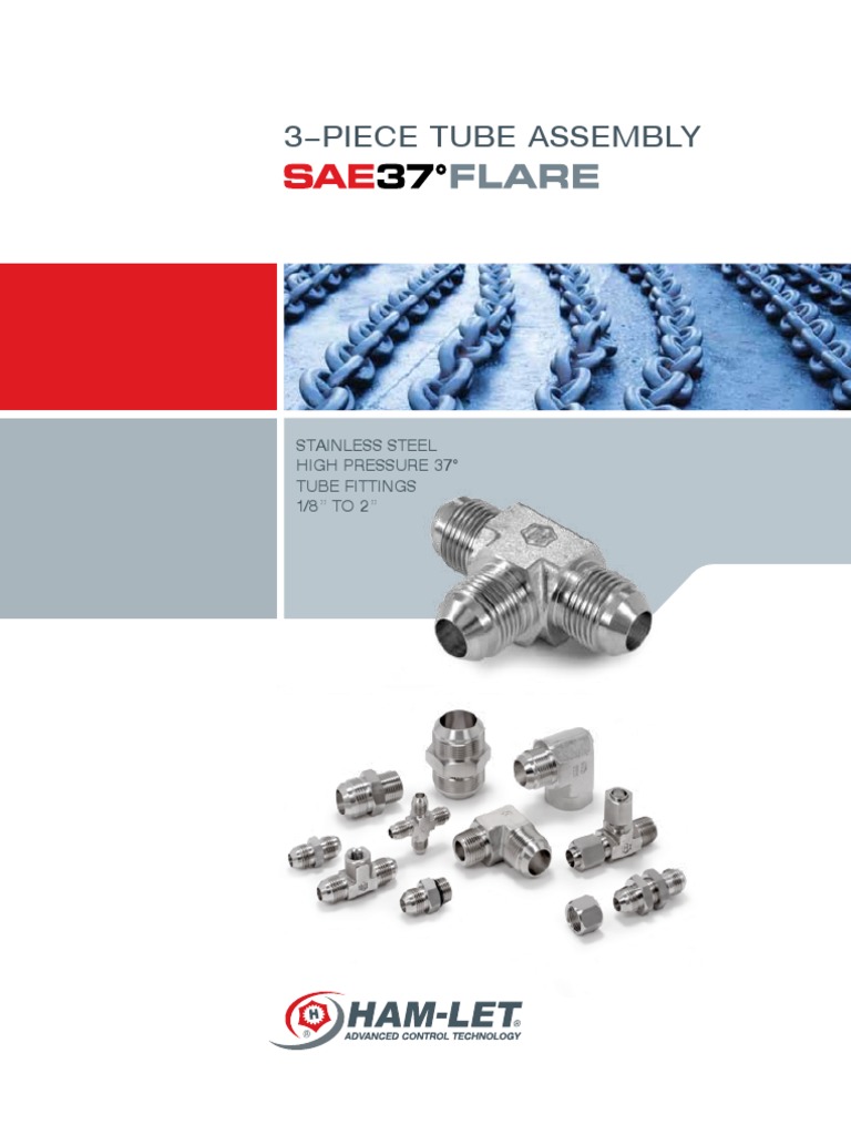 3-Piece Tube Assembly: Stainless Steel High Pressure 37° Tube Fittings ...