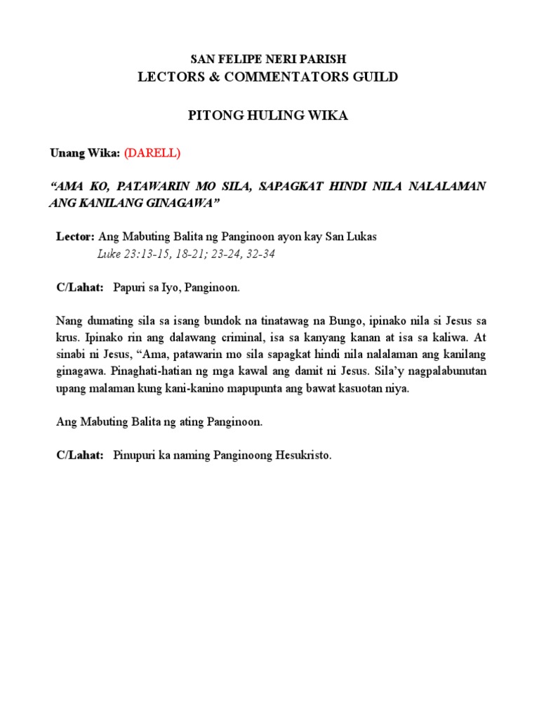 Gospel Huling-Wika | PDF