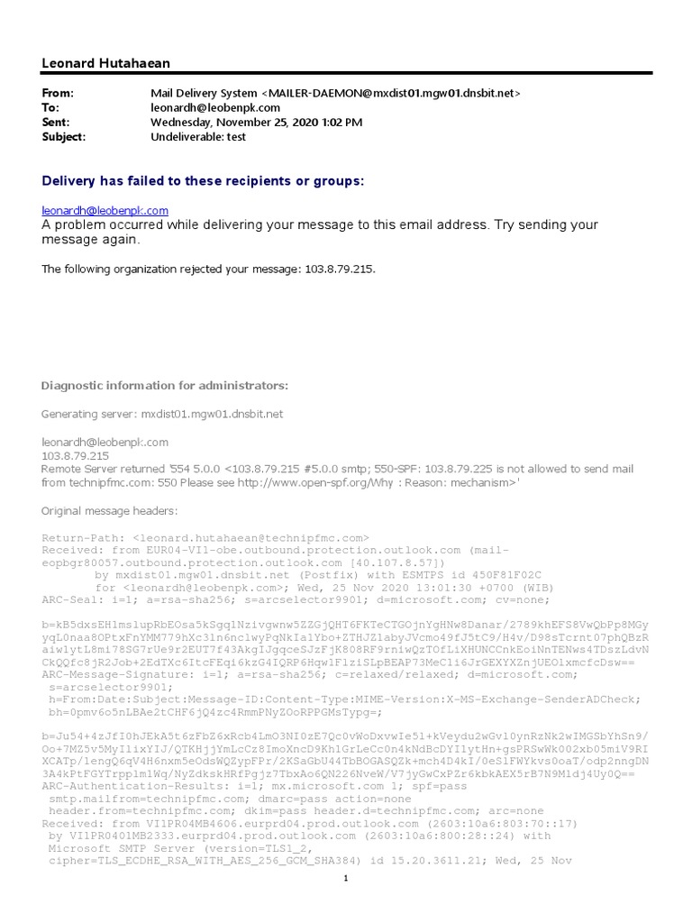 Undeliverable Email Notification | PDF | Network Service | Internet ...