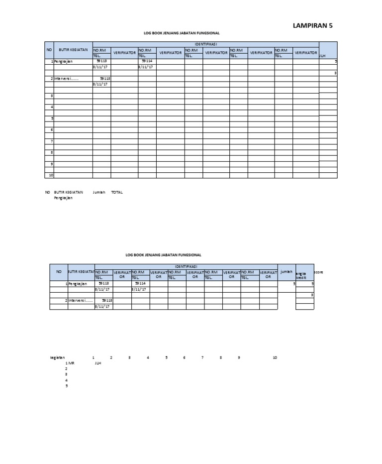 Lampiran 5 Contoh Loogbook | PDF