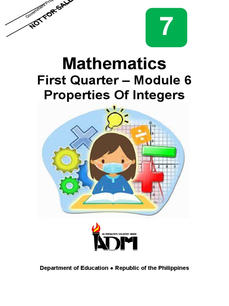 Math7 - q1 - Mod6 - Properties of Integers - v3 | PDF | Multiplication ...