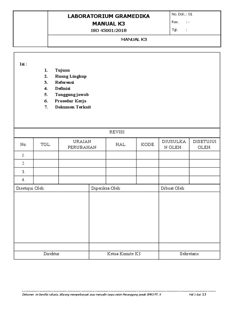 Contoh Template Prosedur Partisipasi & Konsultasi K3 | PDF