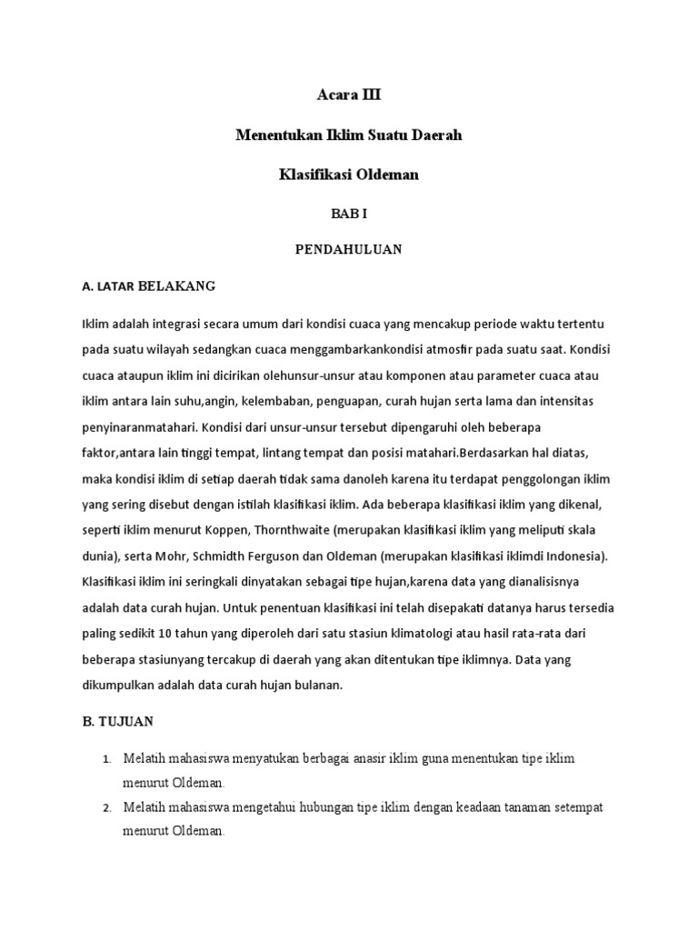Acara III Oldeman | PDF | Sains & Matematika