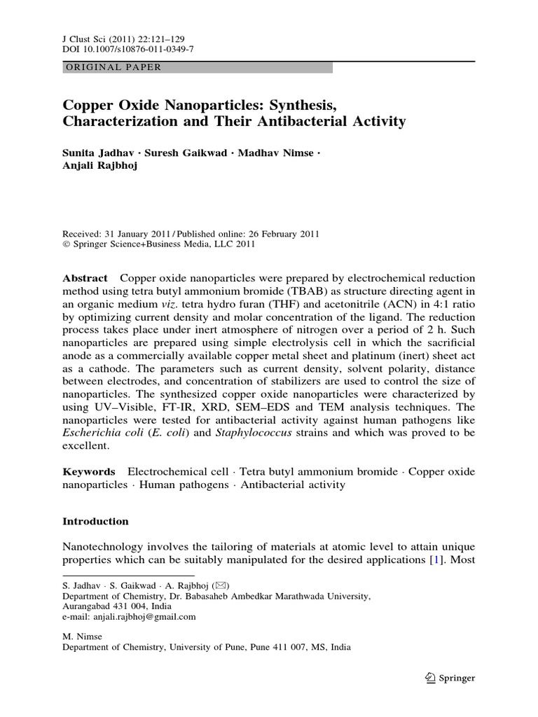 IR CuO | PDF | Nanoparticle | X Ray Crystallography