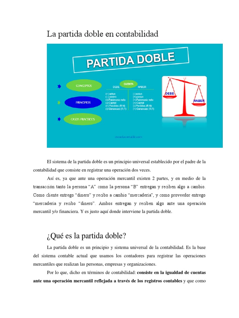 Partida Doble y Ejemplos | Descargar gratis PDF | Contabilidad | Pagos