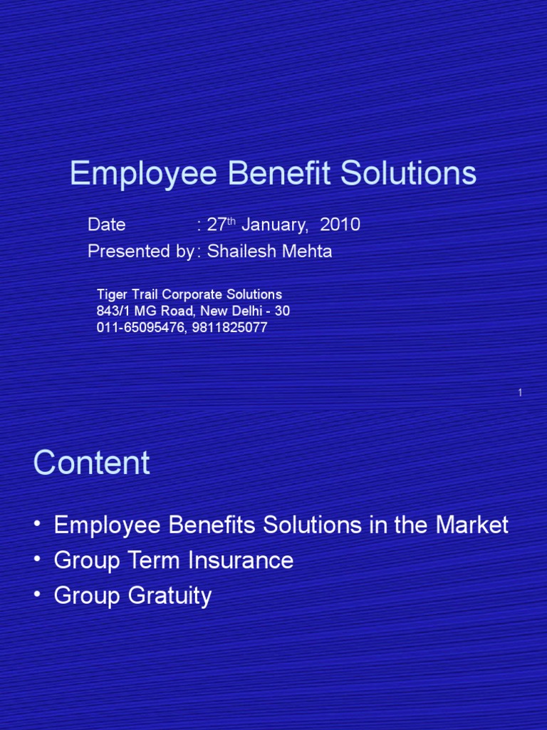 Employee Benefits: Gratuity & Insurance Solutions | PDF | Insurance ...