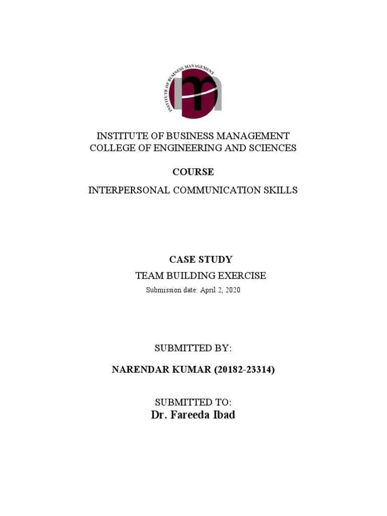 Case Study-Team Exercise | PDF | Creativity | Applied Psychology