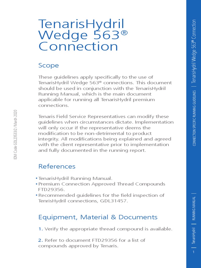 Tenarishydril Wedge 563 Connection: Scope | PDF | Pipe (Fluid ...
