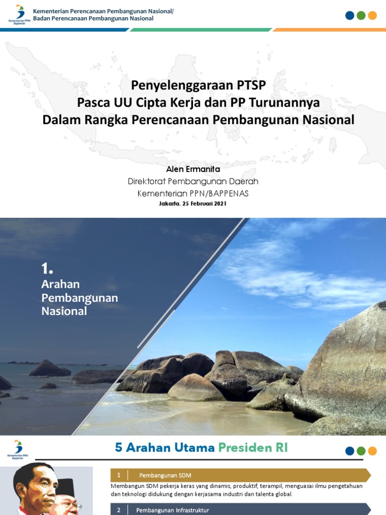 BAPPENAS - Penyelenggaraan PTSP Pasca UU Cipta Kerja | PDF