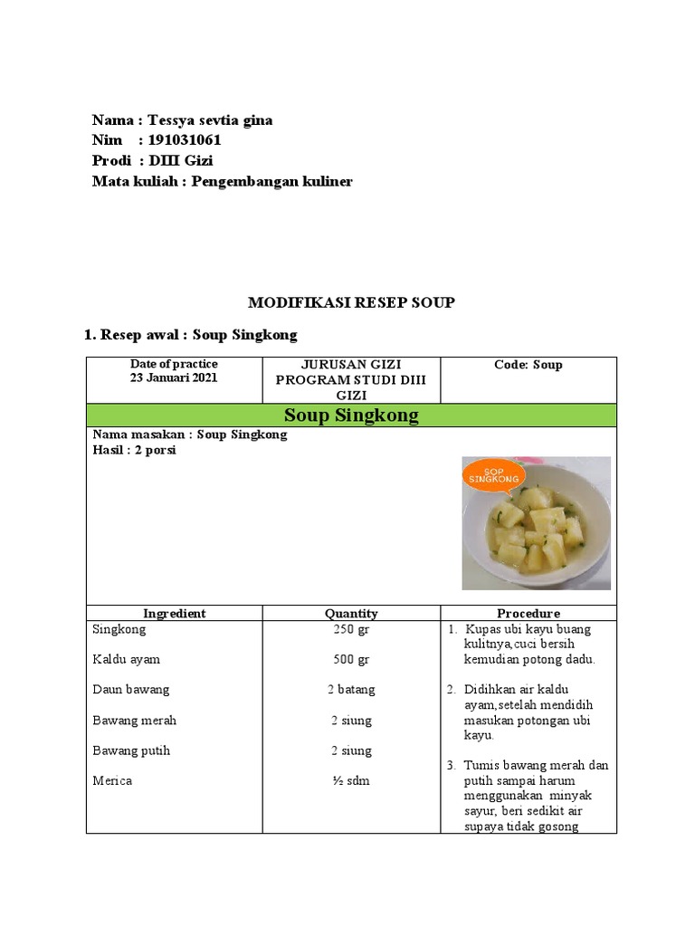 Pengembangan Resep Tessya | PDF