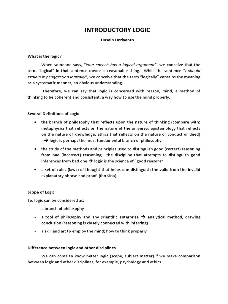 An Introduction To Logic | PDF | Reason | Logic