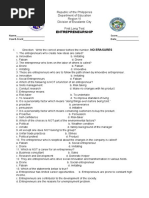 First Quarter Exam Entrep | PDF | Entrepreneurship | Goods